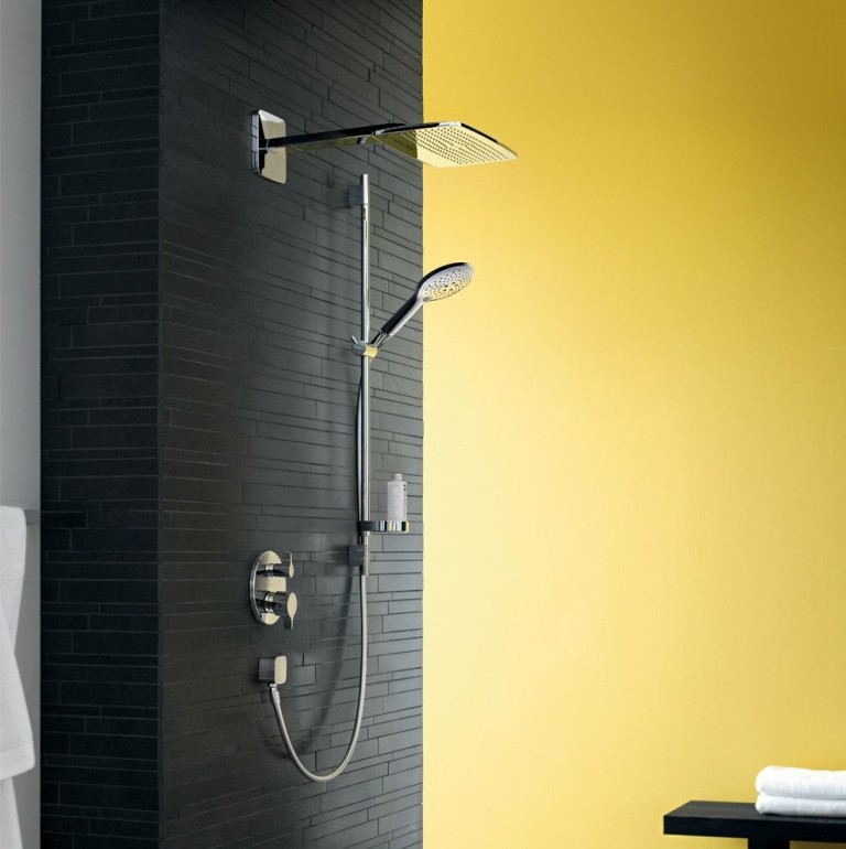 Benjamin Moore Quiet Moments for a Modern Bathroom with a Rainshower ...